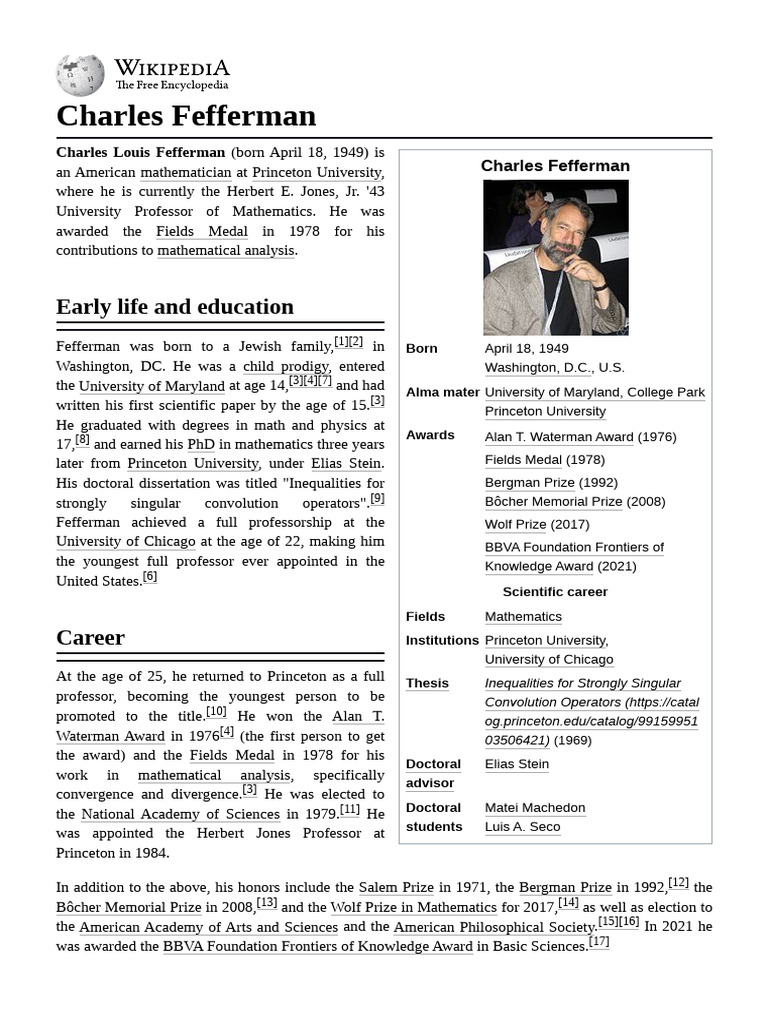 Charles_Fefferman | PDF | Mathematics | Mathematical Analysis