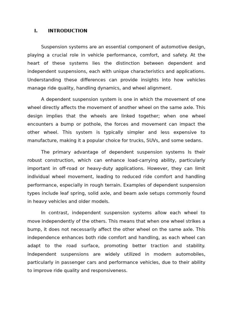 Dependent vs. Independent Suspension Systems | PDF | Motor Vehicle ...