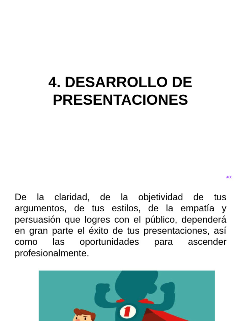4. Desarrollo de Presentaciones | PDF | Hablar en público | Verbo