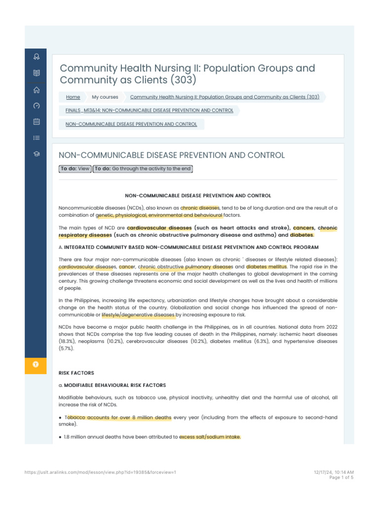 NCD Prevention and Control Strategies | PDF | Non Communicable Disease ...