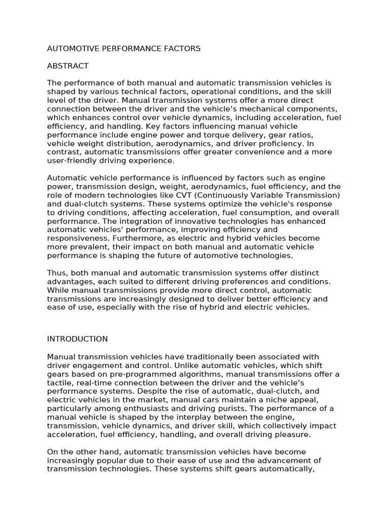 Manual vs. Automatic Performance Insights | PDF | Automatic ...