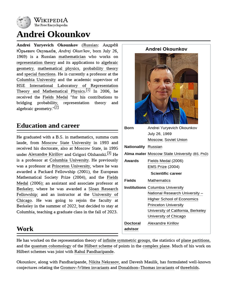 Andrei_Okounkov | PDF | Mathematics | Geometry