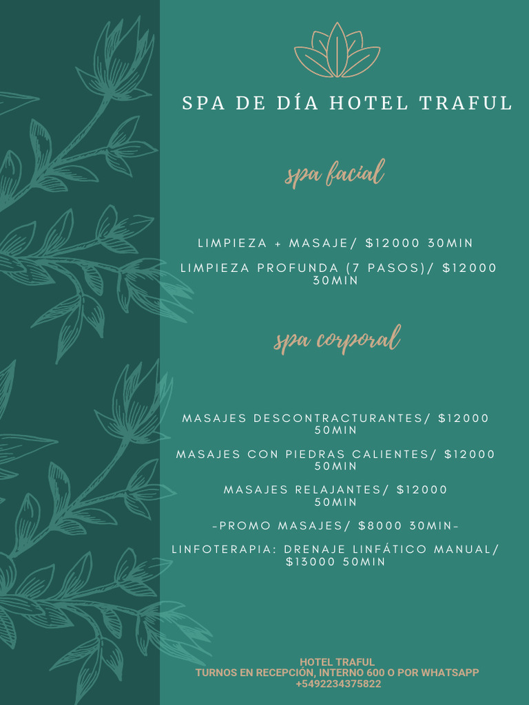 SPA de Día Hotel Traful Nuevo | PDF