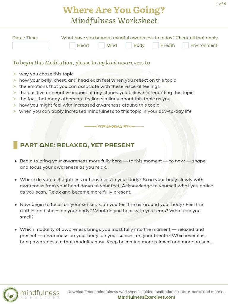 Where Are You Going | PDF | Mindfulness | Awareness