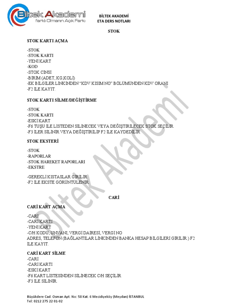 Eta SQL v8 Kurs Ders Notlari | PDF