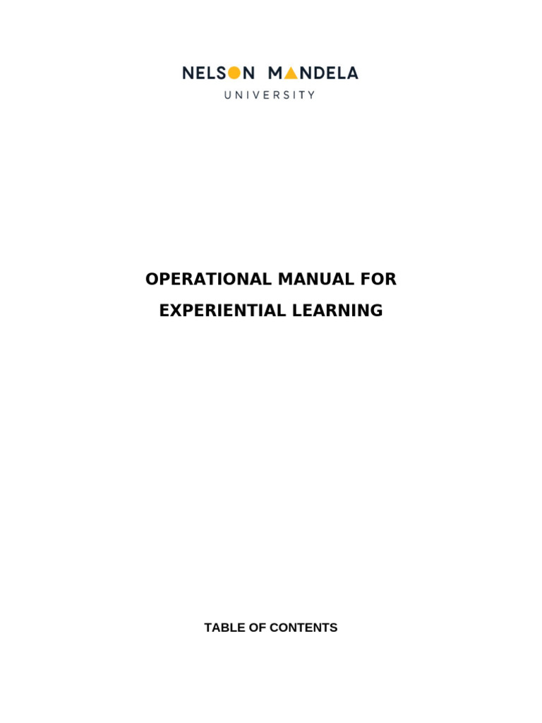 Operational Manual For Experiential Learning | PDF