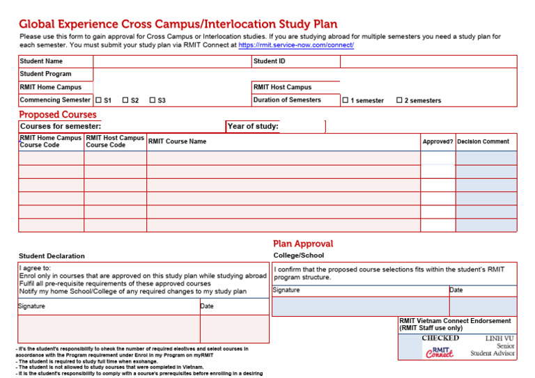 RMIT Cross Campus Study Approval Form | PDF