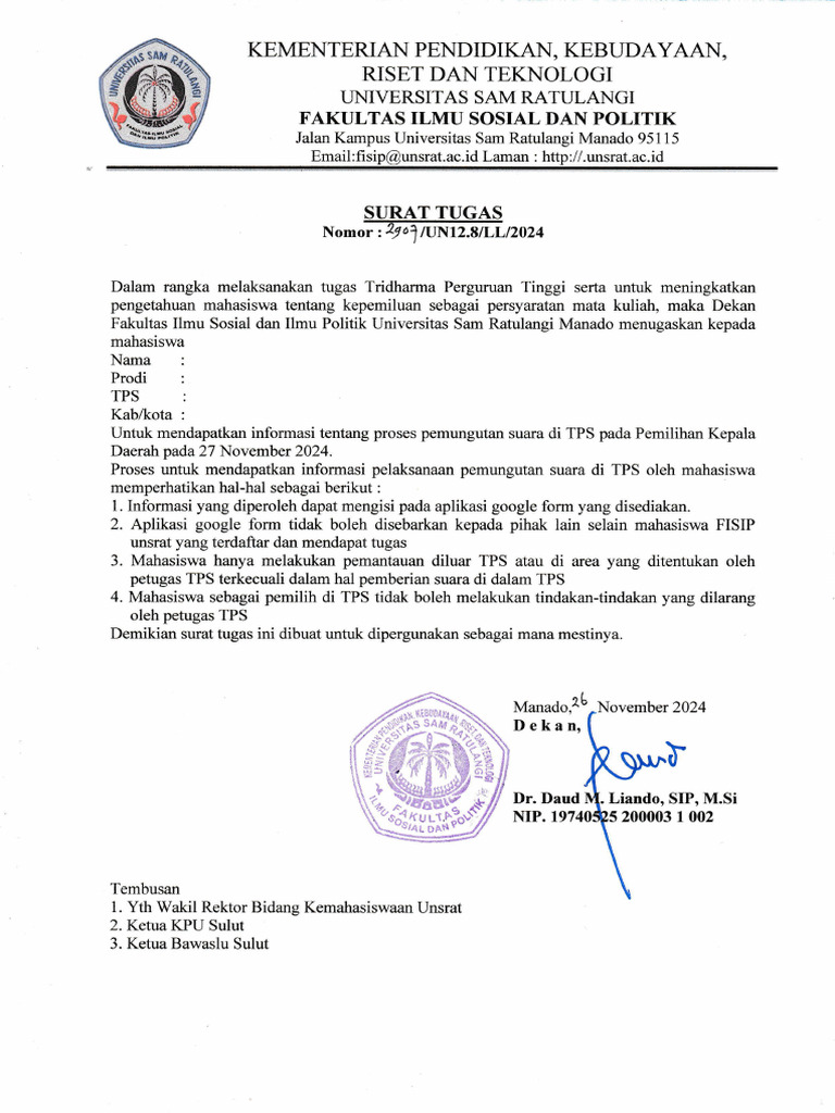 Surat Tugas Dekan | PDF