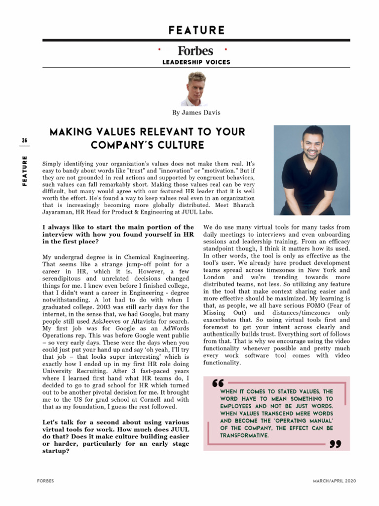 Forbes Magazine Interview - March 2020 | PDF