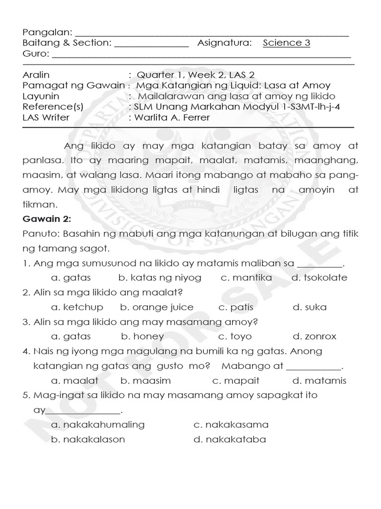 SCIENCE3_Q1_Week2_LAS2 | PDF