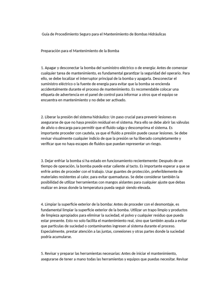 Mantenimiento de Bombas Hidráulicas | PDF | Rodamiento (Mecánico) | Bomba