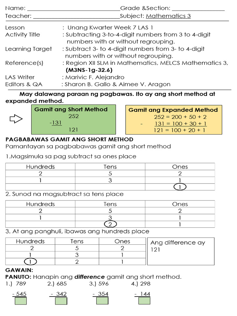 Math3 Q1 Week7 LAS1 2023 | PDF