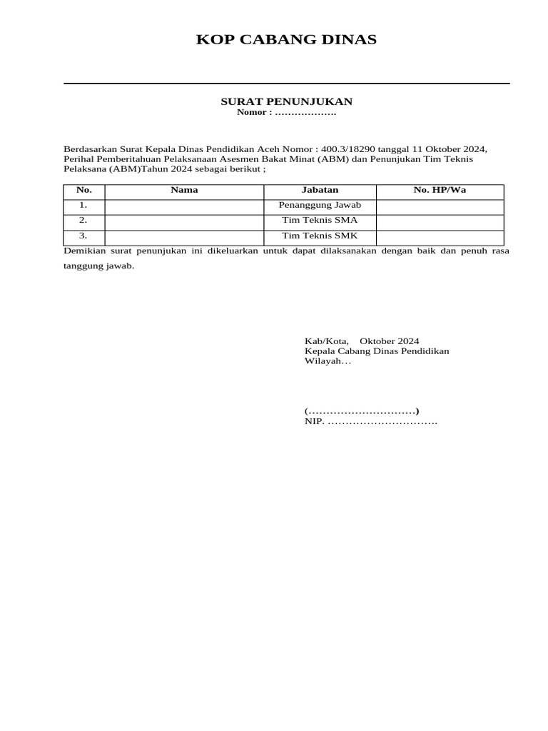 1 - Surat Penunjukan Tim Abm | PDF