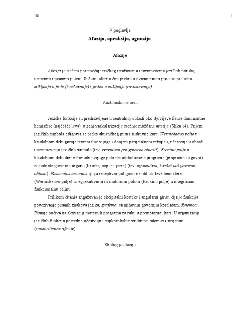 Afazija, Apraksija, Agnozija | PDF