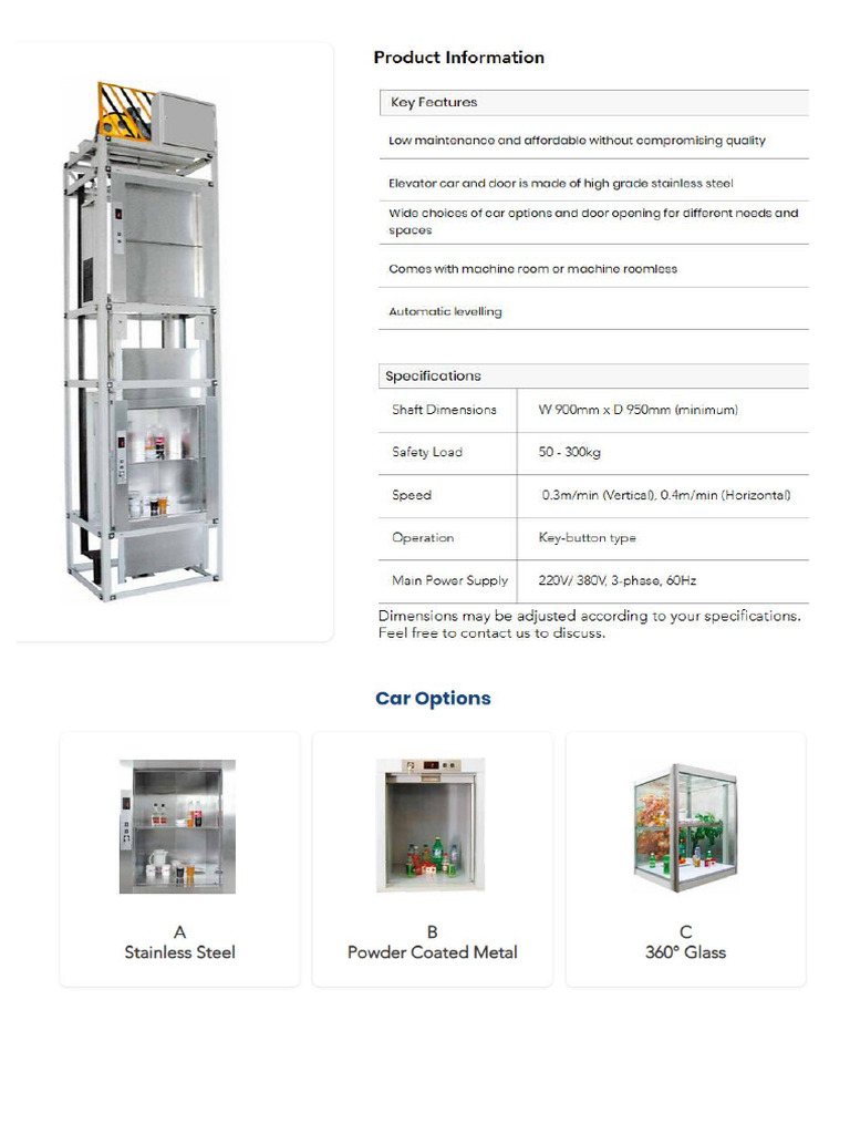 Elevator Product Information | PDF