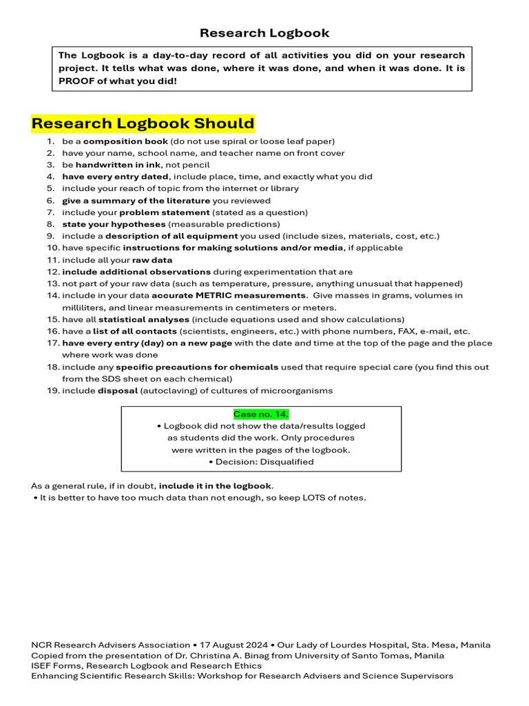 ISEF Forms and Research Logbook | PDF | Science