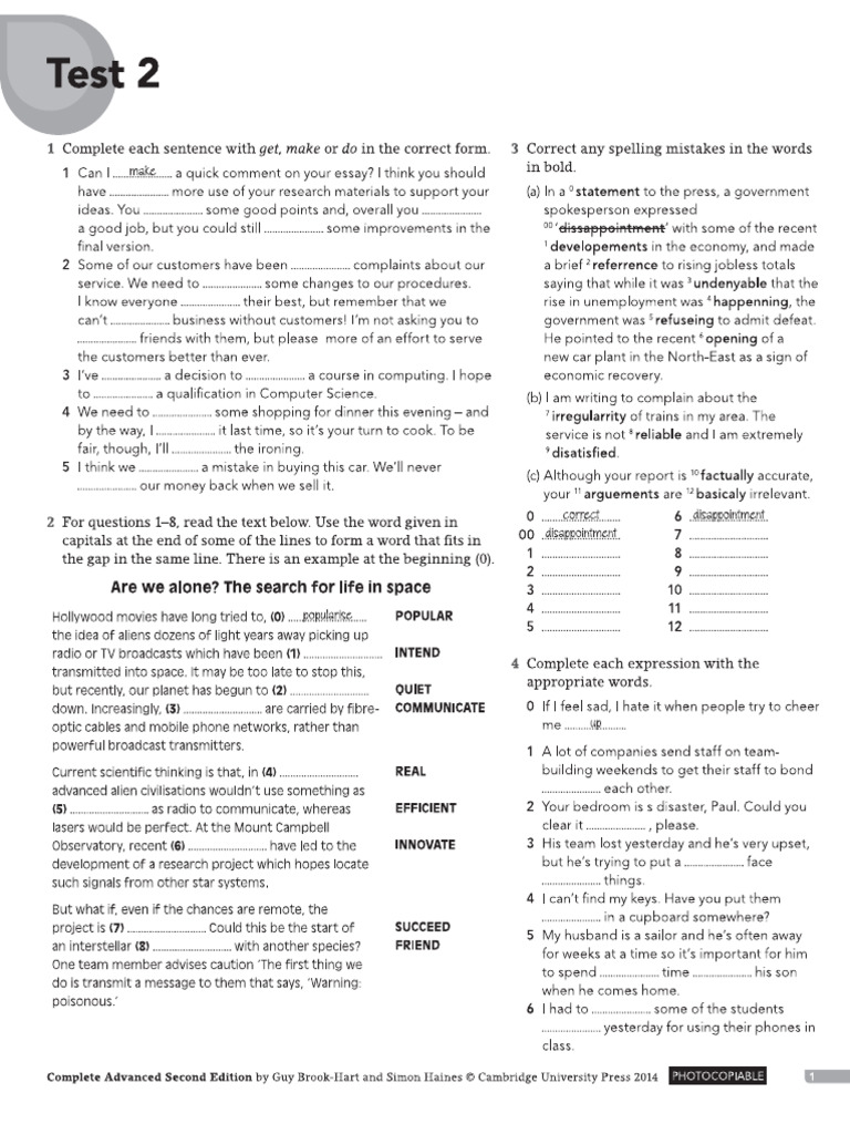 Test Unit 2 - Complete Advanced | PDF