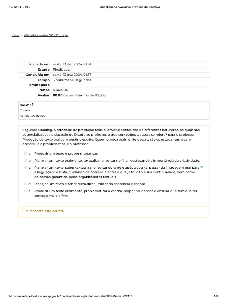 Questionário Avaliativo - Revisão Da Tentativa Modulo 5 | PDF | Revisão | Escrita