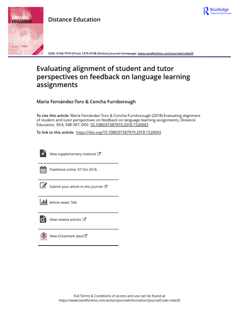 Evaluating Alignment of Student and Tutor Perspectives On Feedback On ...