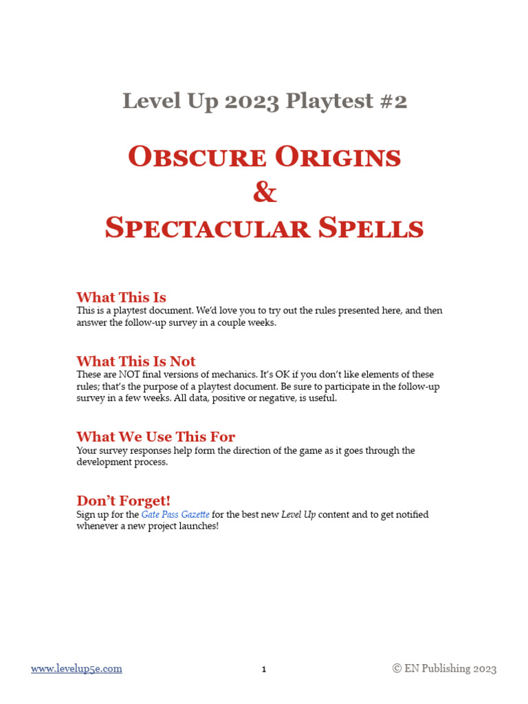 Level Up 2023 Playtest: Plantfolk & Spells | PDF | Magician (Fantasy)