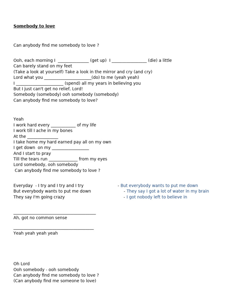 Somebody To Love | PDF