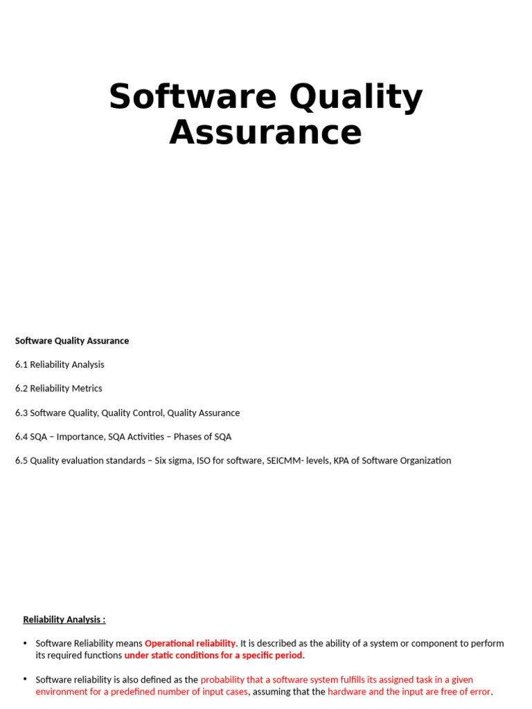 Chap 6 Software Quality Assurance | PDF | Reliability Engineering | Six Sigma