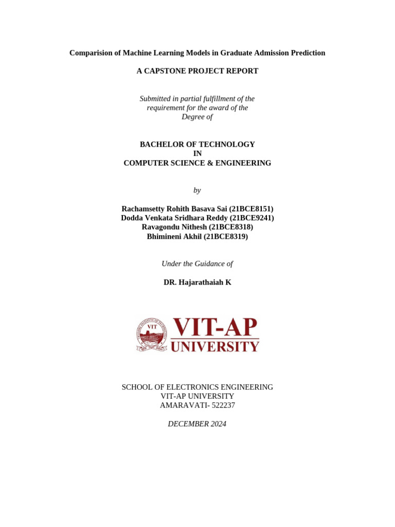 CAPSTONE_Report_Format (1) | PDF | Machine Learning | Support Vector Machine