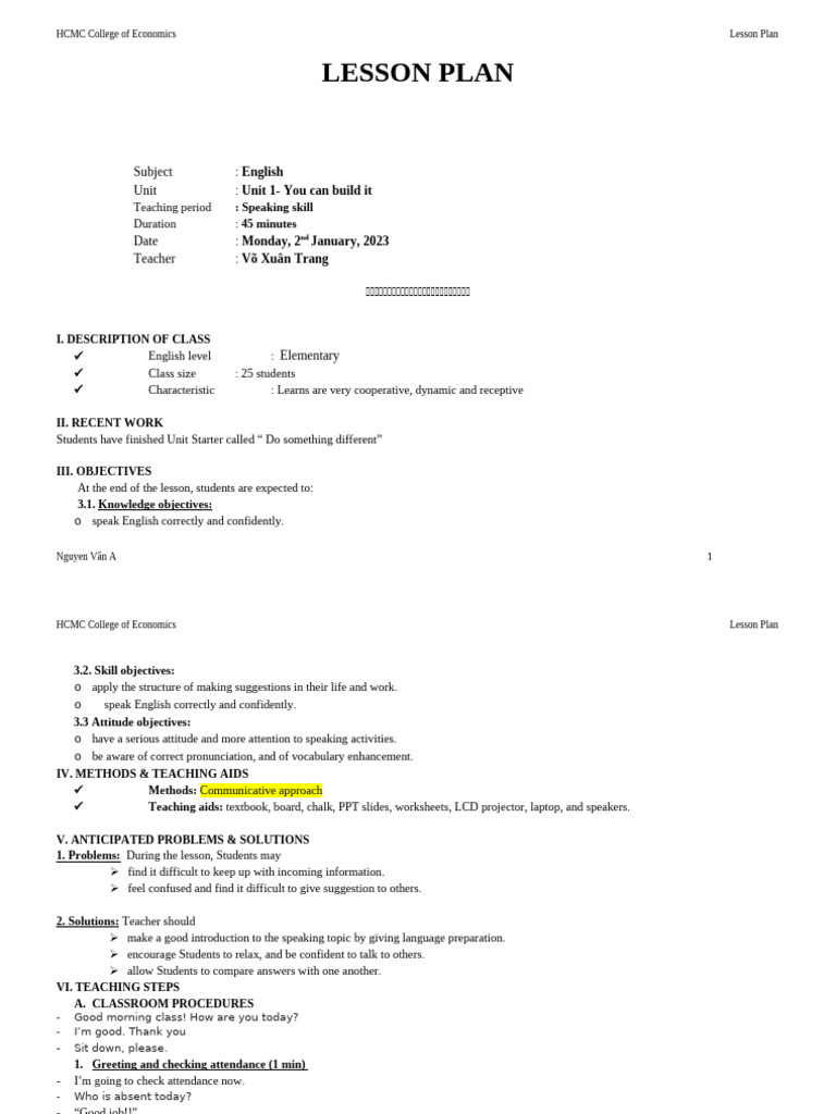 Hce - Leson Plan - Frame.4 | PDF | Lesson Plan | Human Communication