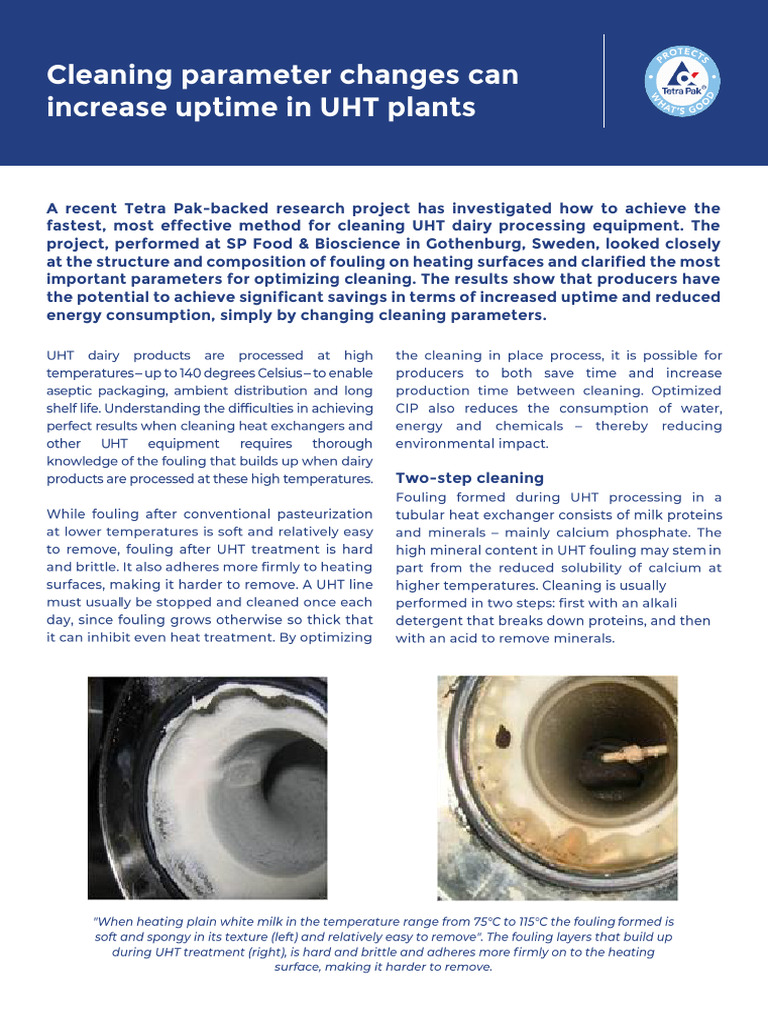 Articles Tetra Pak® Cleaning Parameter and UHT Plants | PDF