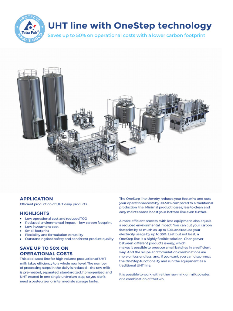1. PD_Tetra Pak® UHT OneStep Technology | PDF | Milk | Industrial Processes