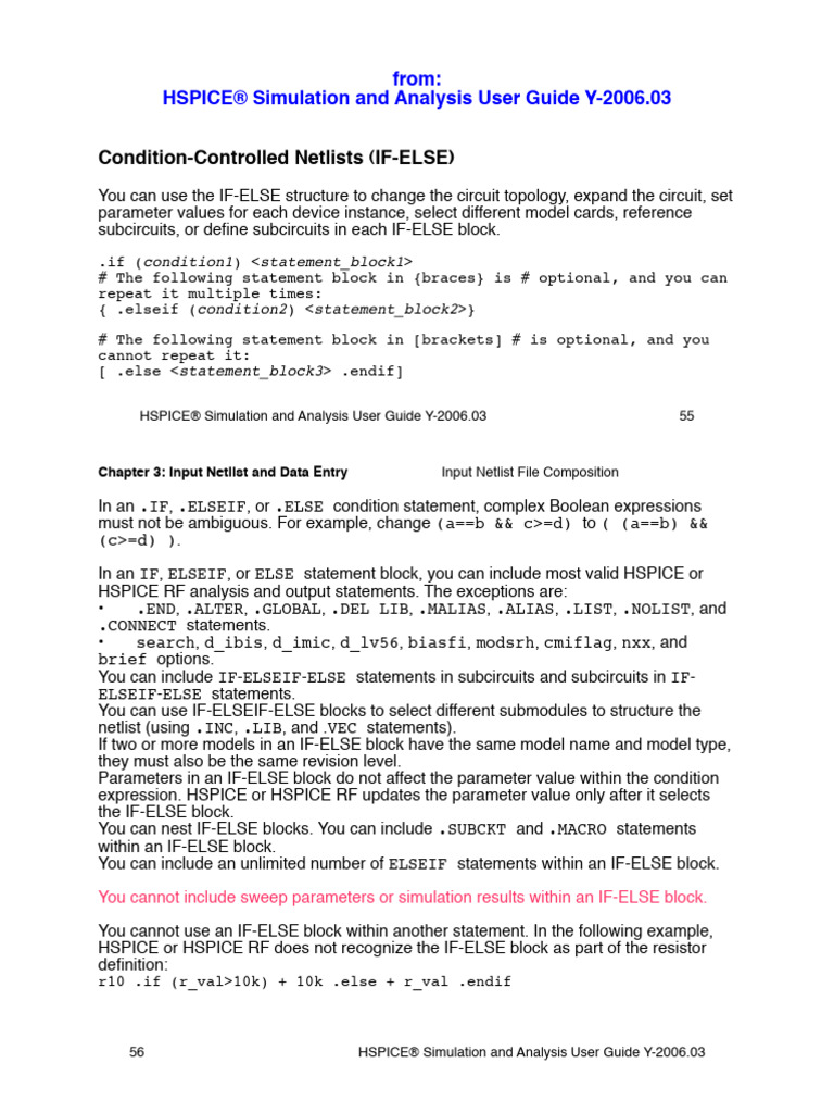 HSPICE If Else | PDF
