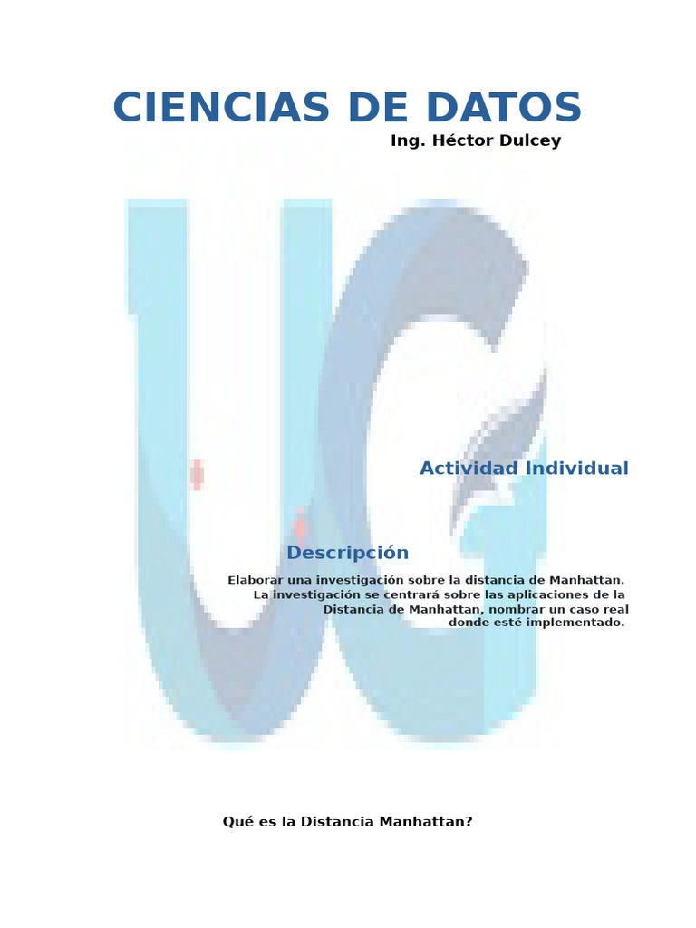 Distancia de Manhattan: Definición y Aplicaciones | PDF | Distancia ...