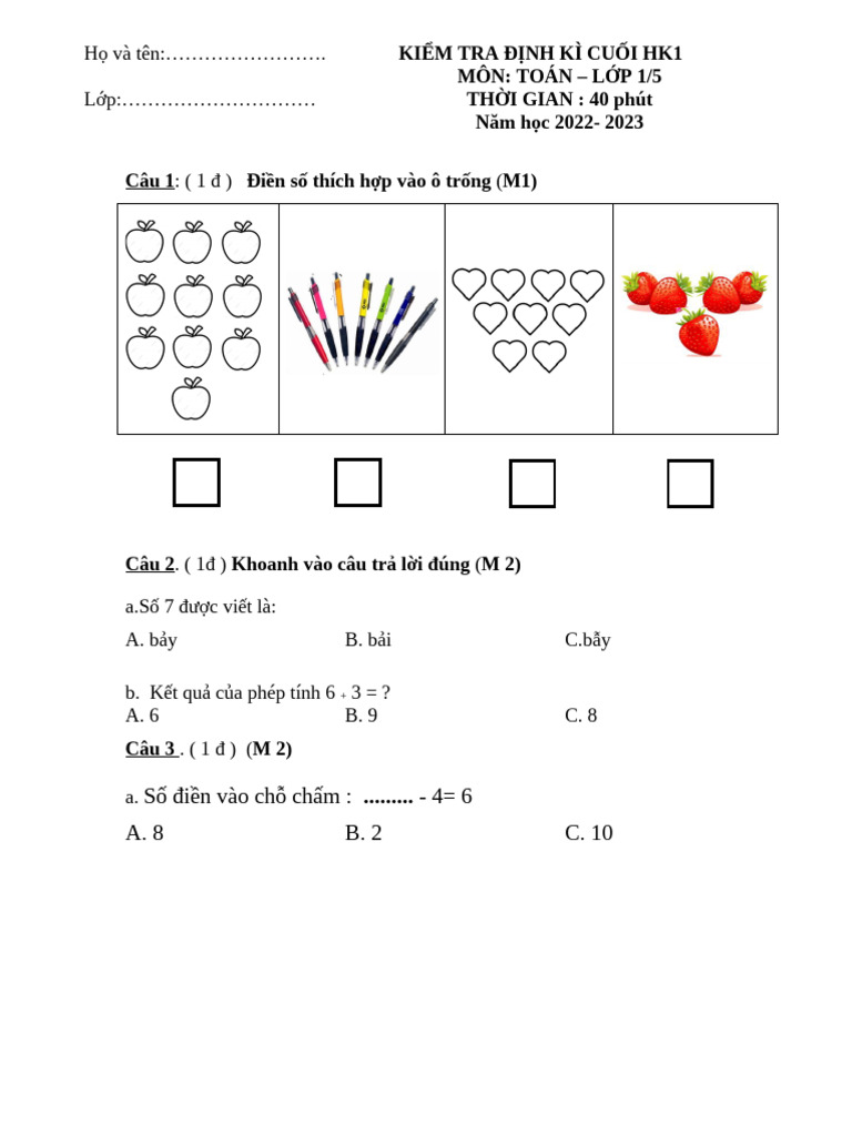 ĐỀ TOÁN CK1 LỚP 1.5 (22-23) | PDF