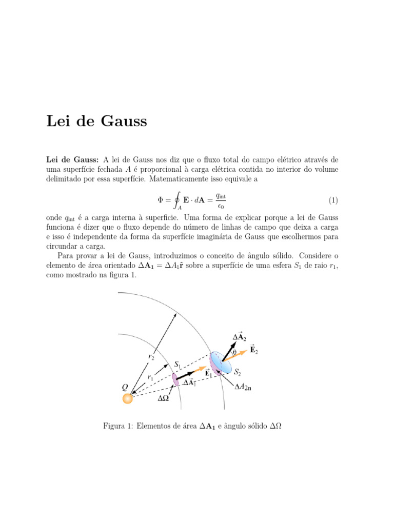 Lei De Gauss Pdf Campo Elétrico Física