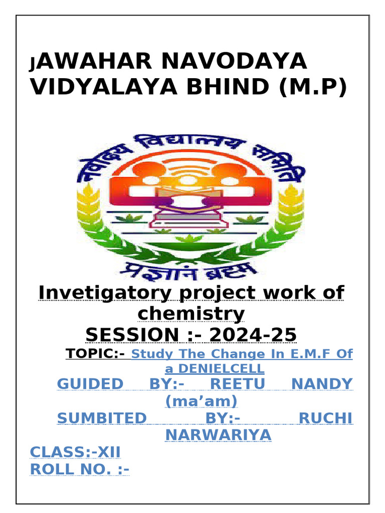 Chemistry Project Ruchi Narwariya | PDF | Electrode | Electrochemistry