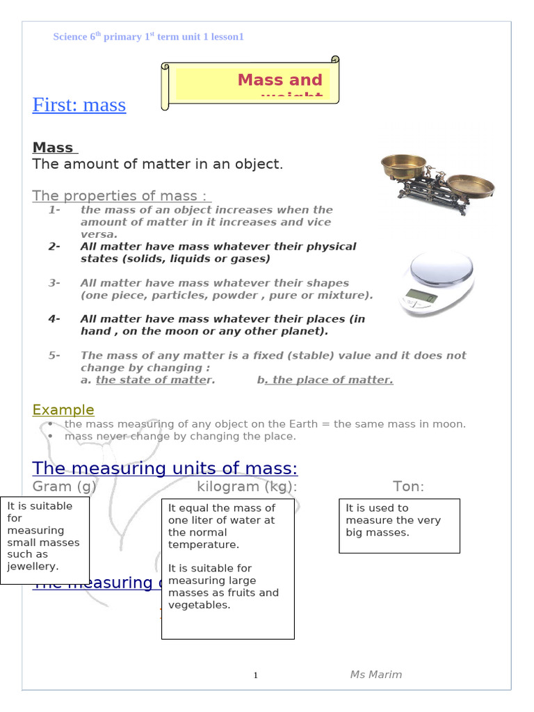 Mass and Weight | PDF | Weight | Mass