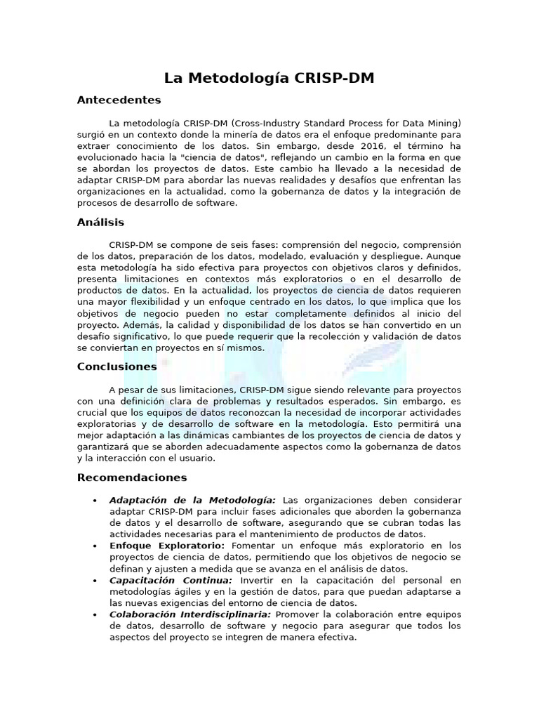 La Metodología CRISP | PDF | Ingeniería de software | Software