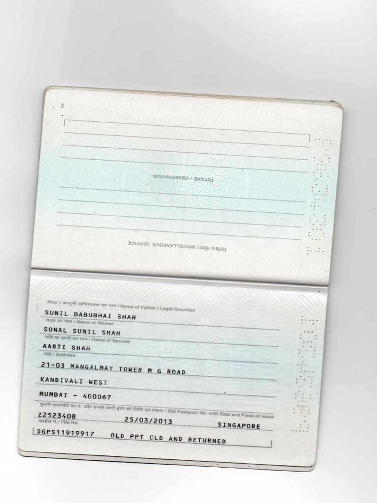 Jaimin - Passport - Back | PDF