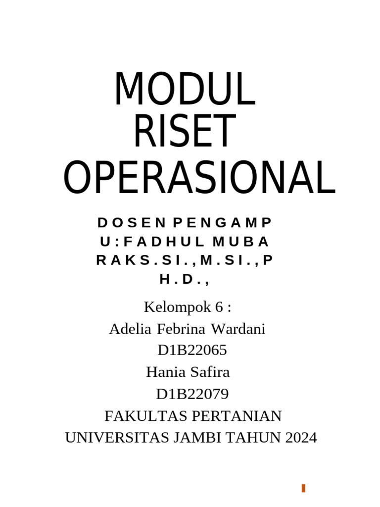 Modul Riset Operasional | PDF