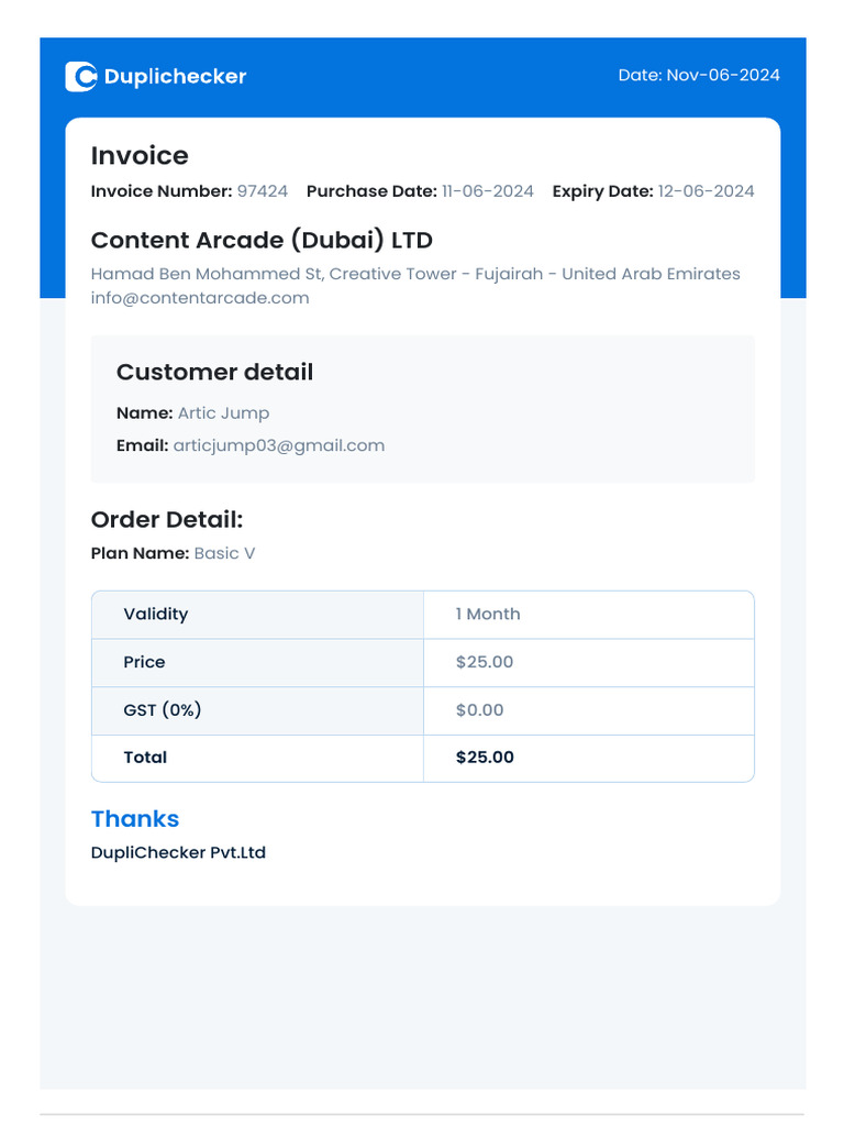 Invoice for Artic Jump - Basic V Plan | PDF