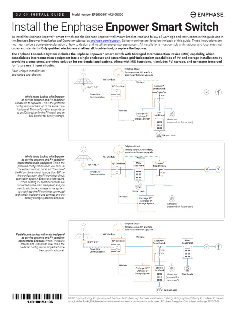 Enpower EP200 M240US00 Quick Install Guide | PDF | Electrical Wiring ...