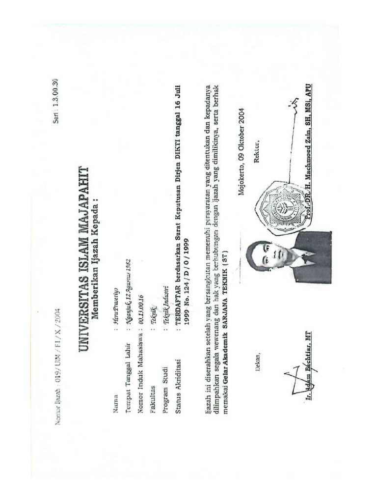 Ijazah & Transkrip Nilai | PDF