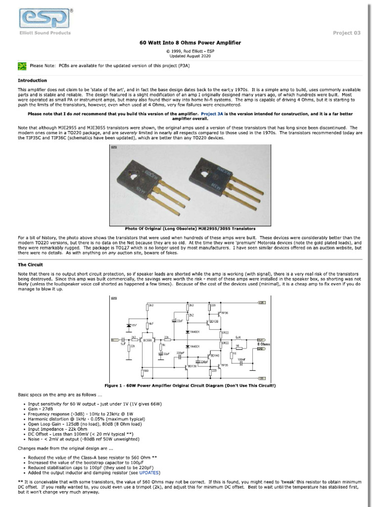 ESP 60 Watt Power Amp | PDF
