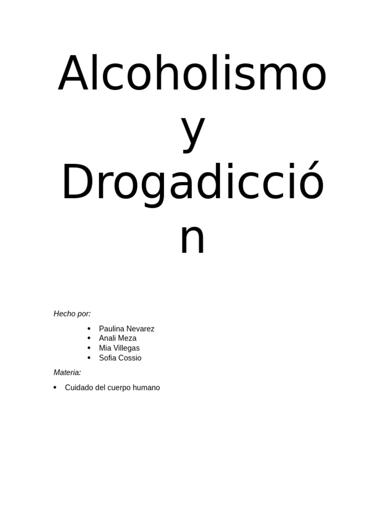 Alcoholismo y Drogadicción | PDF | Alcoholismo | La dependencia de sustancias