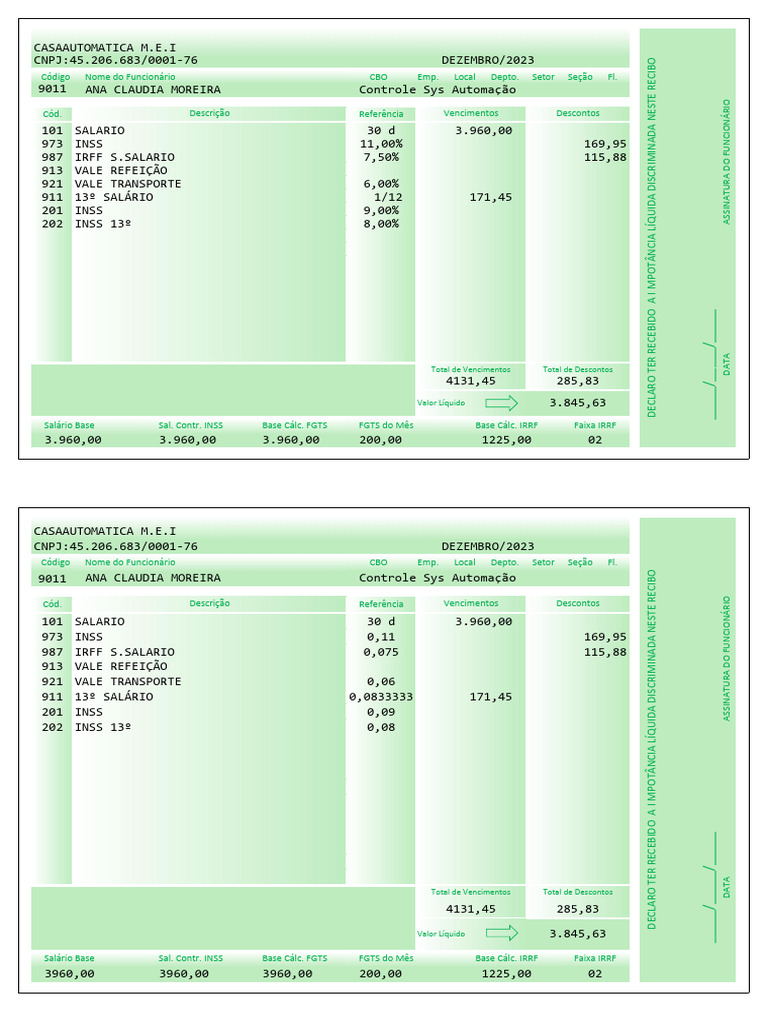 Holerite Recibo de Salario | PDF | Finanças Públicas | Trabalho