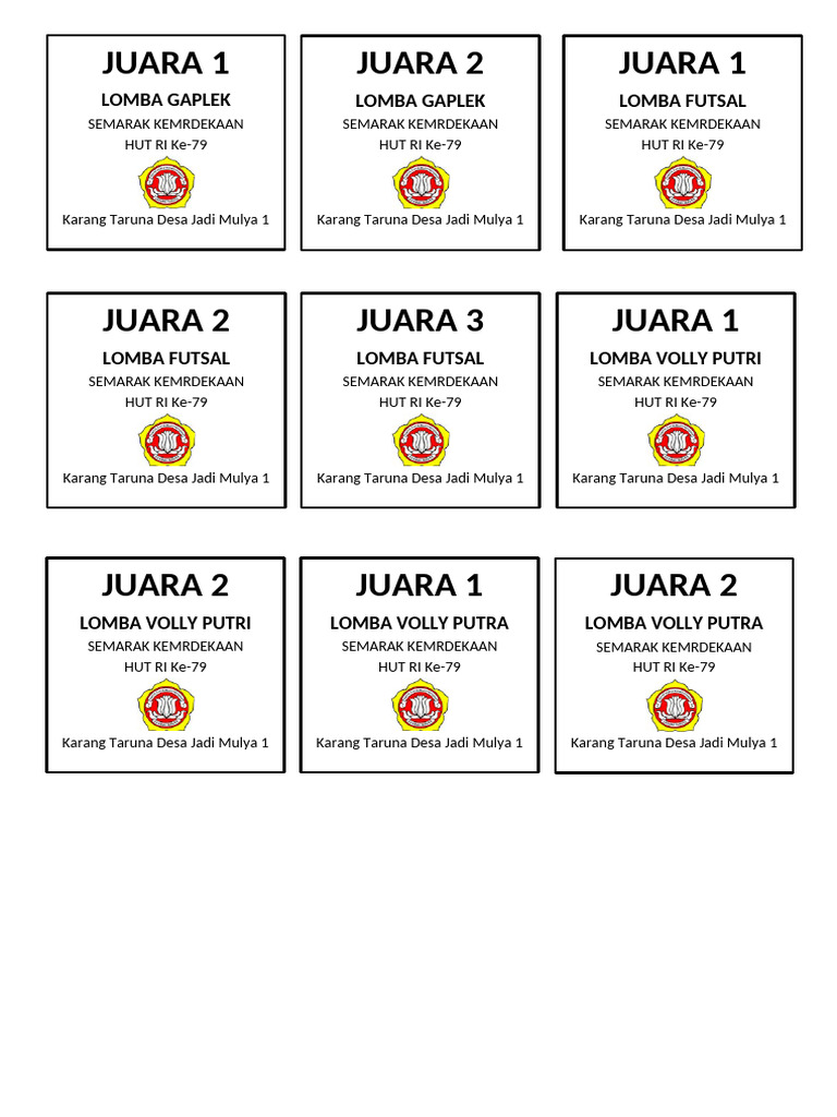 Stiker Untuk Tempelan Di Piala | PDF