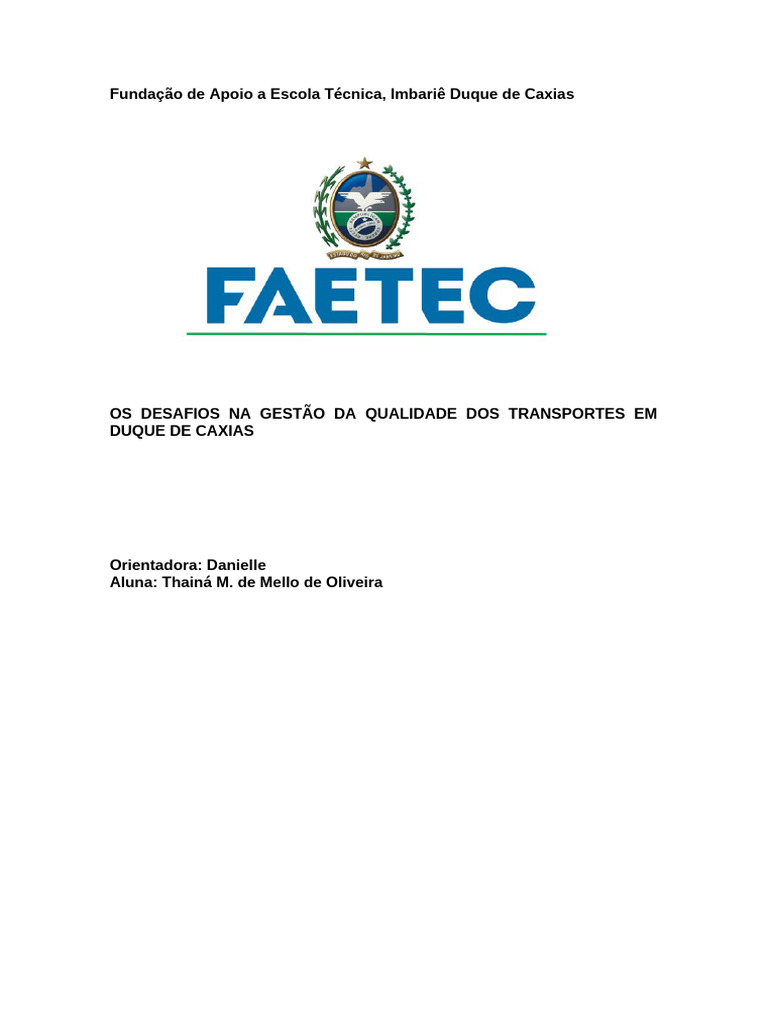 Projeto Final Thai 1231 | PDF | Transporte público | Comentários