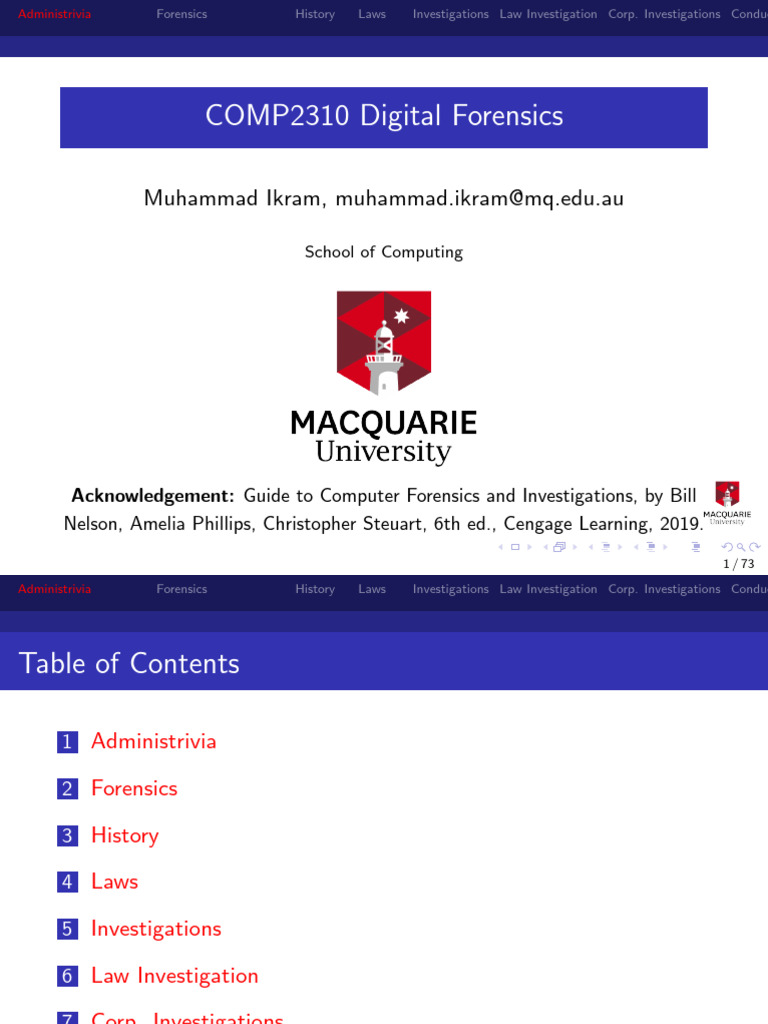 COMP2310 S122 Lecture Wk1-Merged | PDF | Computer Forensics | Search And Seizure