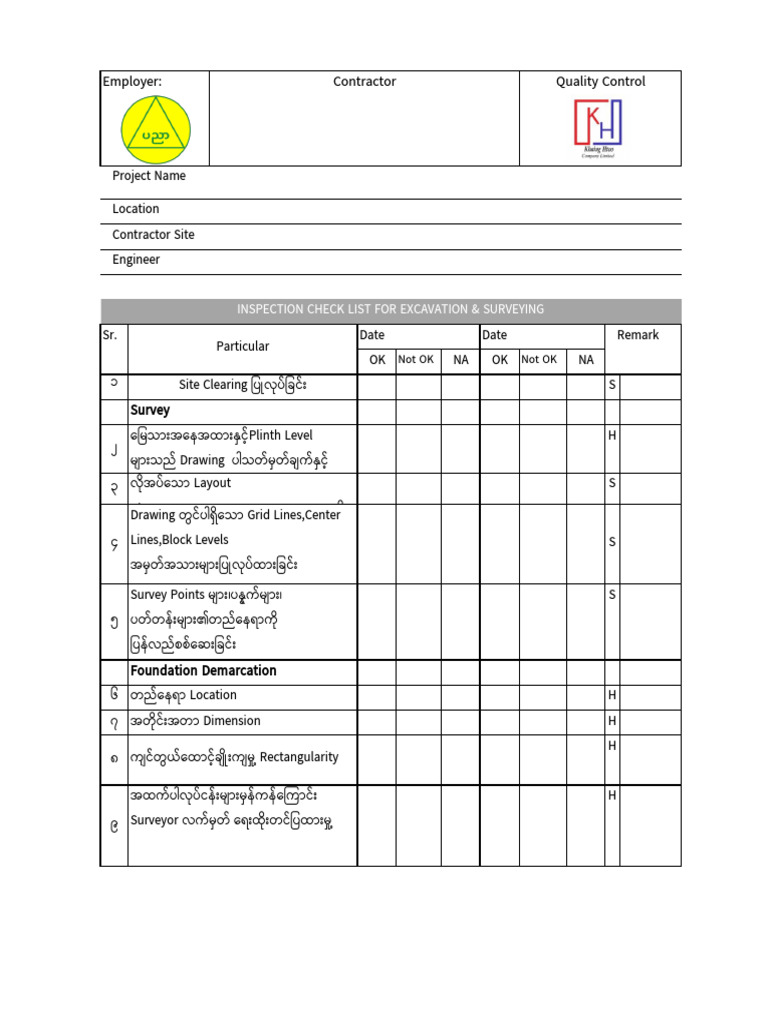 QC Check List - 1 | PDF