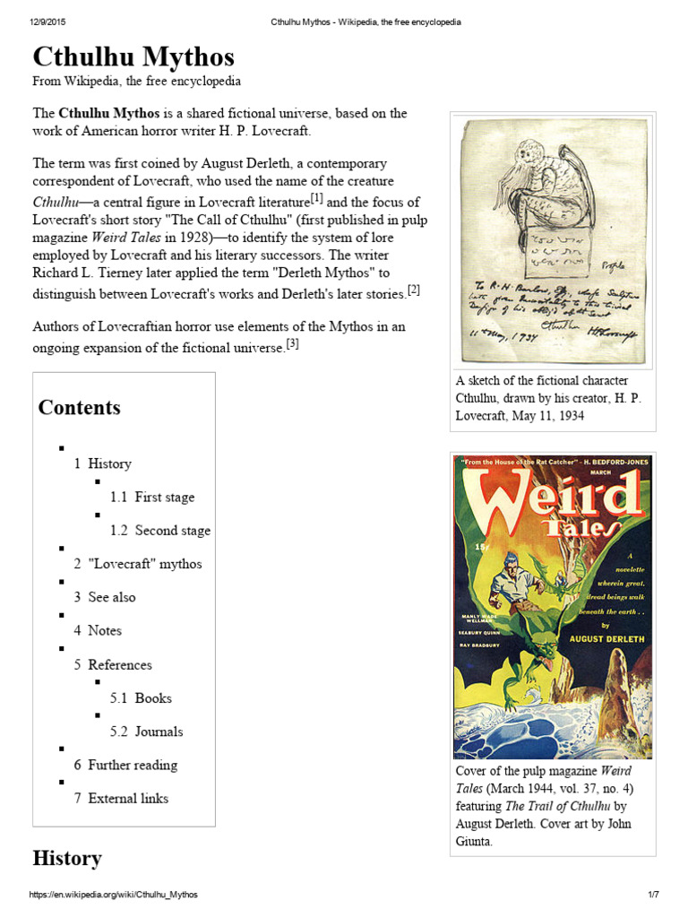 Cthulhu Mythos - Wikipedia, The Free Encyclopedia | PDF | Cthulhu ...